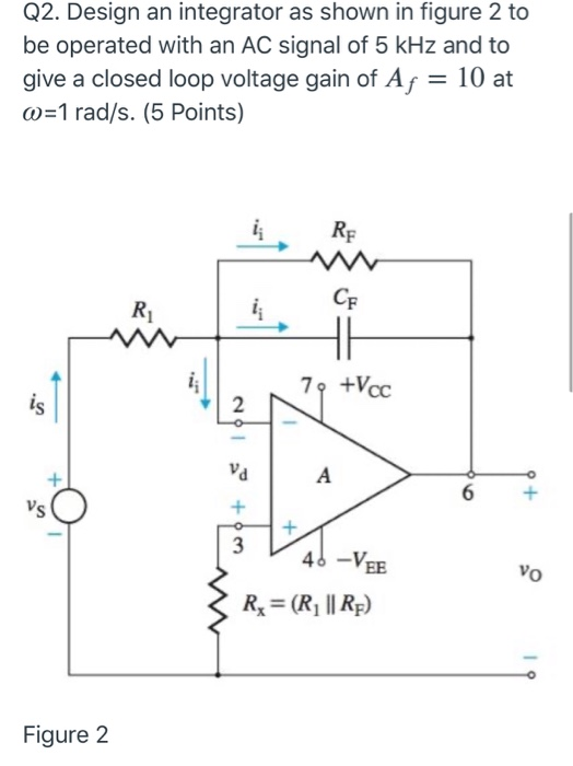 Solved Q2. Design an integrator as shown in figure 2 to be | Chegg.com
