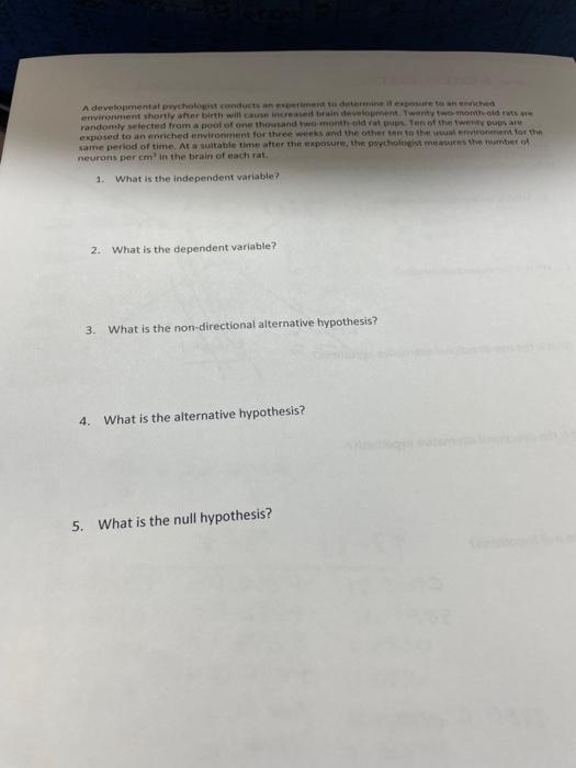 Solved 1. What is the independent variable? 2. What is the | Chegg.com