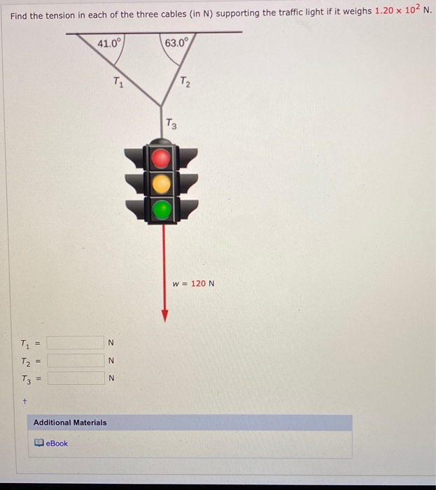 Solved Find the tension in each of the three cables (in N) | Chegg.com