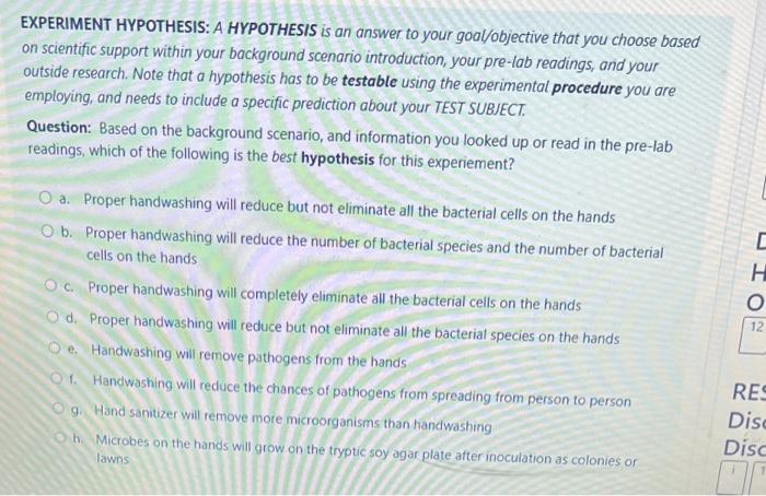 Solved EXPERIMENT HYPOTHESIS: A HYPOTHESIS is an answer to | Chegg.com