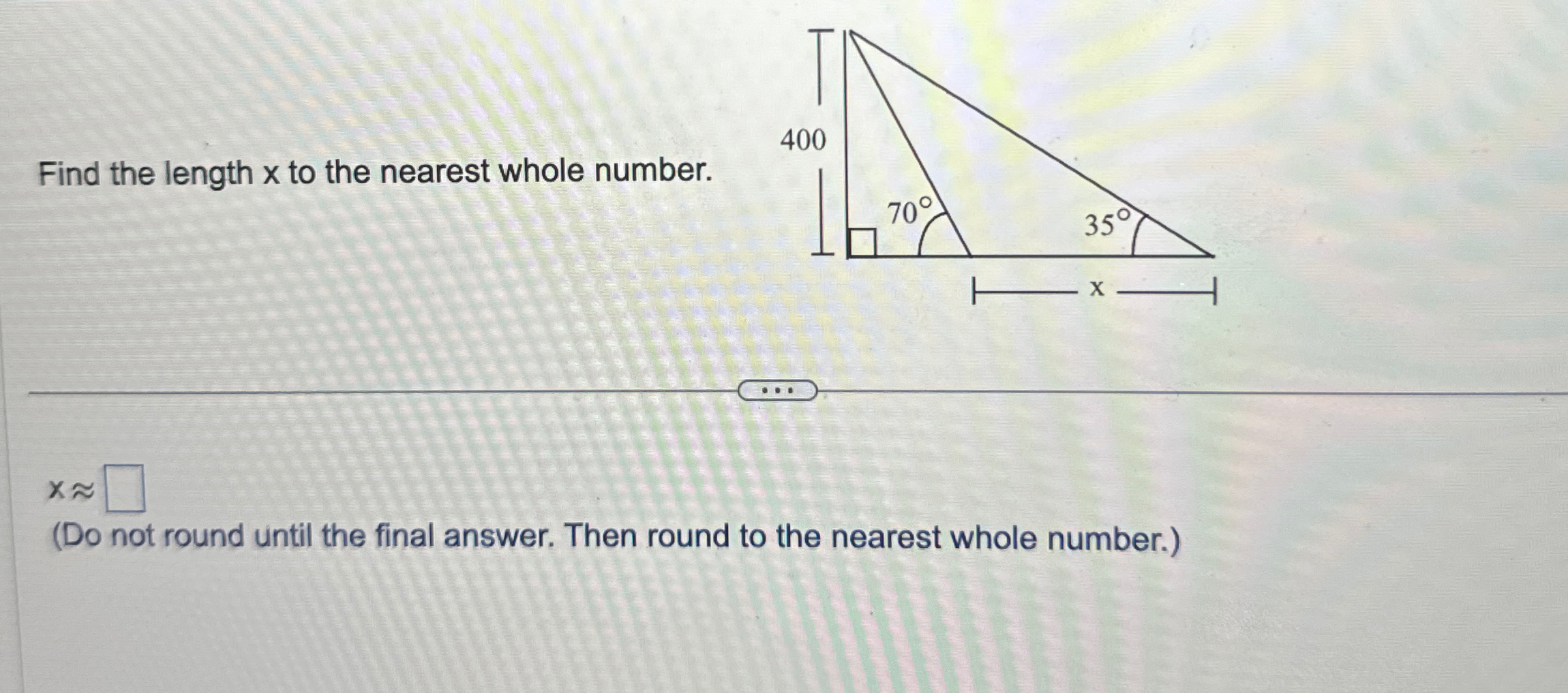Solved Find the length x ﻿to the nearest whole number.x~~ | Chegg.com