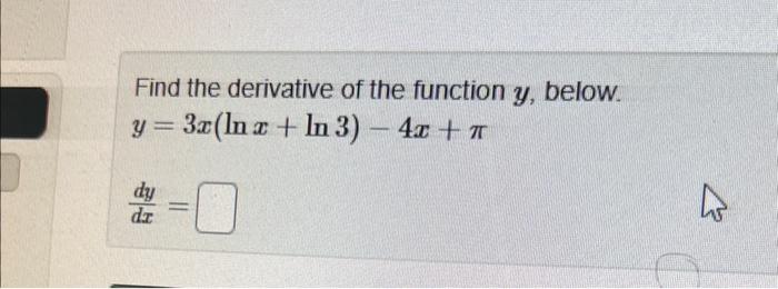 Solved Suppose that f(x)=6ex+6ln(x). Find f′(3) f′(3)=Find | Chegg.com