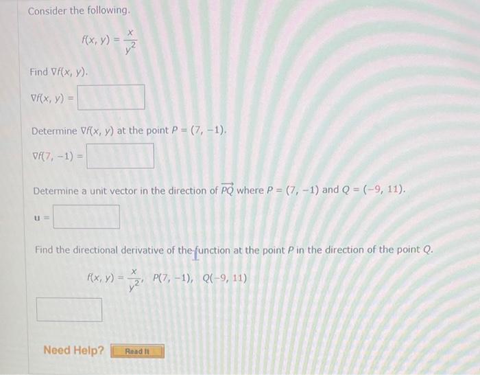 Solved Consider The Following F X Y Y2x Find ∇f X Y