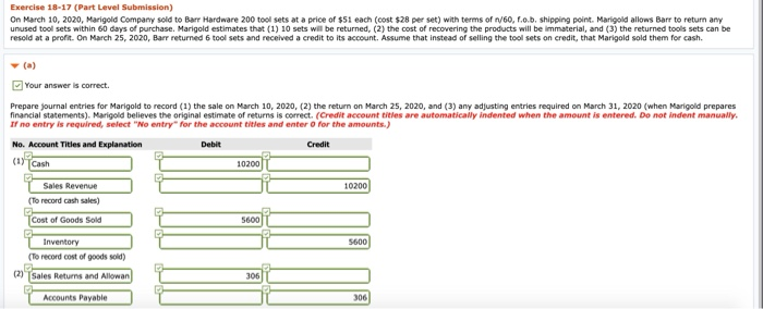 Solved Exercise 18-17 (Part Level Submission) On March 10, | Chegg.com