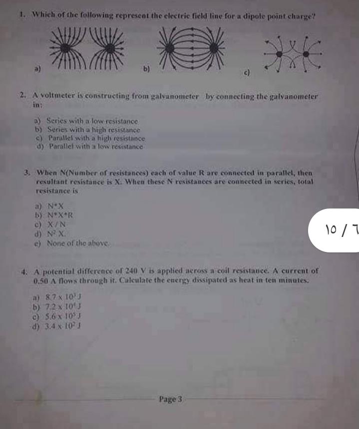 Solved Which of the following represent the electric field | Chegg.com