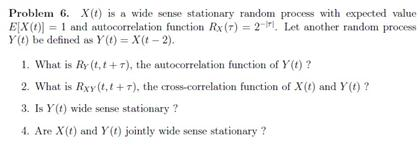 X(t) is a wide sense stationary random process with | Chegg.com