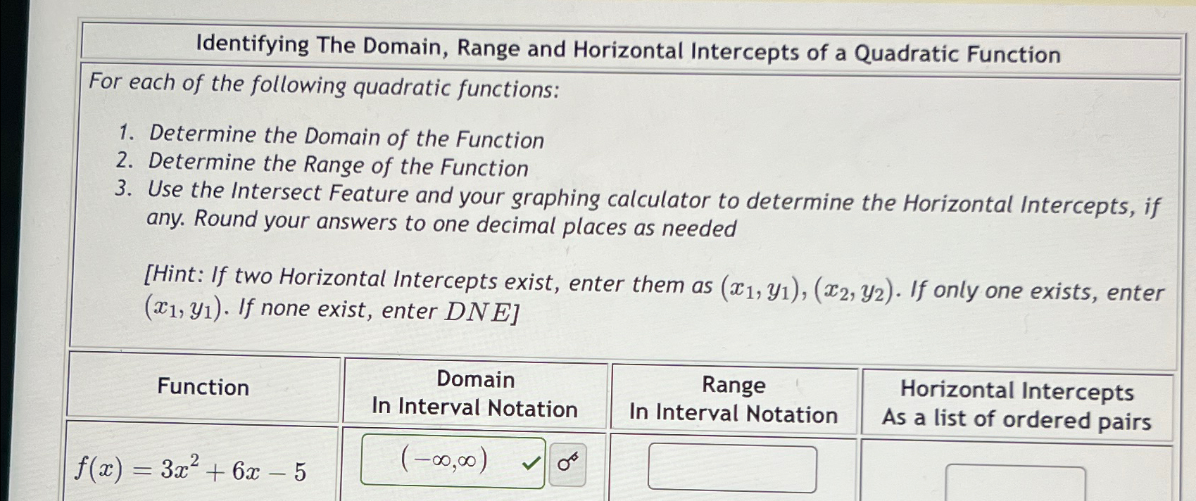 Solved Identifying The Domain, Range and Horizontal | Chegg.com