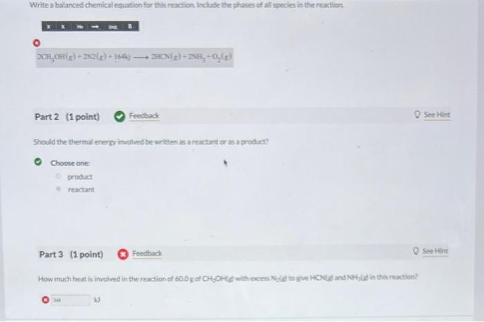 Solved Part 2 (1 point) Feedback Should the thermal eners | Chegg.com