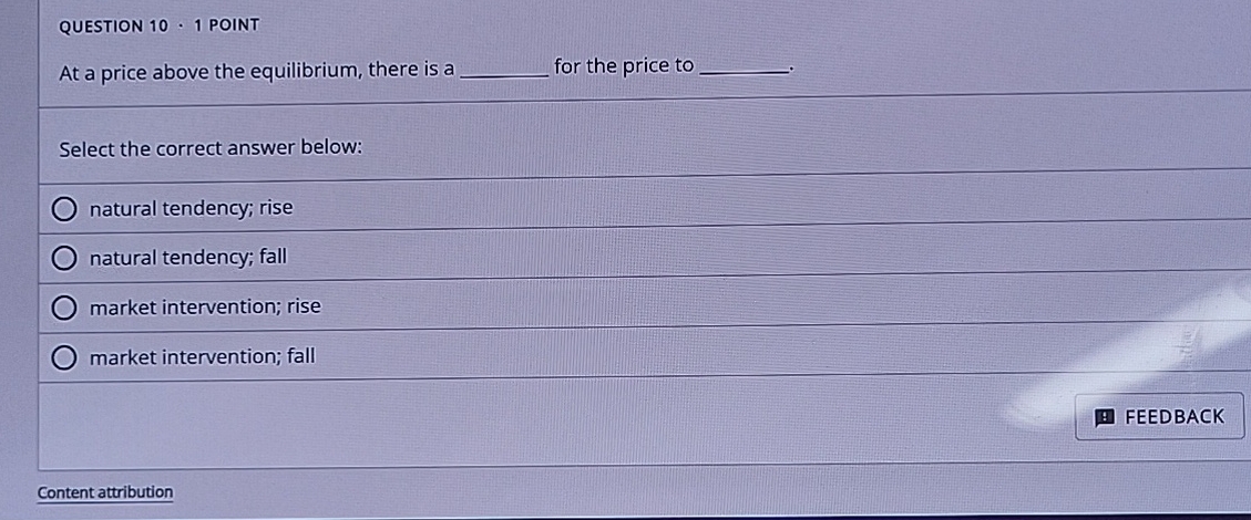 Solved QUESTION 10 - 1 ﻿POINTAt a price above the | Chegg.com