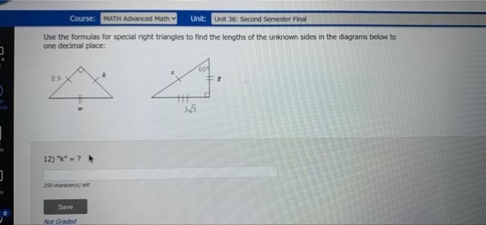 Solved Course: MATH Advanced Math Unit: Unit 36: Second | Chegg.com Solved Course: MATH Advanced Math Unit: Unit 36: Second | Chegg.com