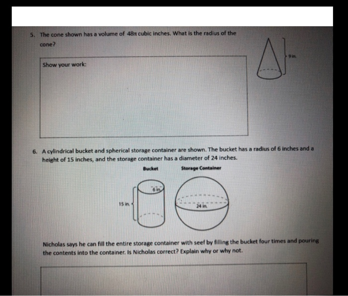 Solved 5. The cone shown has a volume of 48nt cubic inches. | Chegg.com