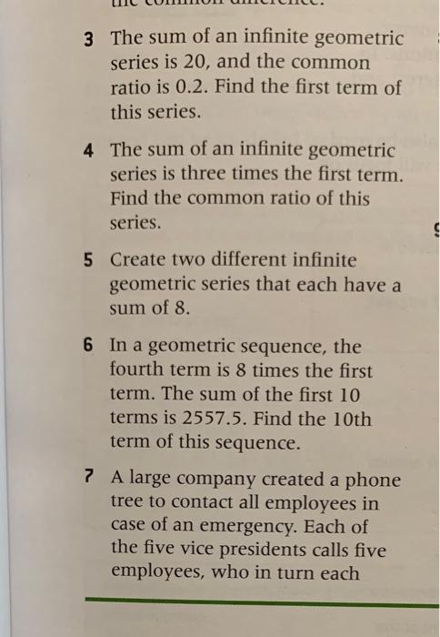 Solved 3 The sum of an infinite geometric series is 20 , and | Chegg.com