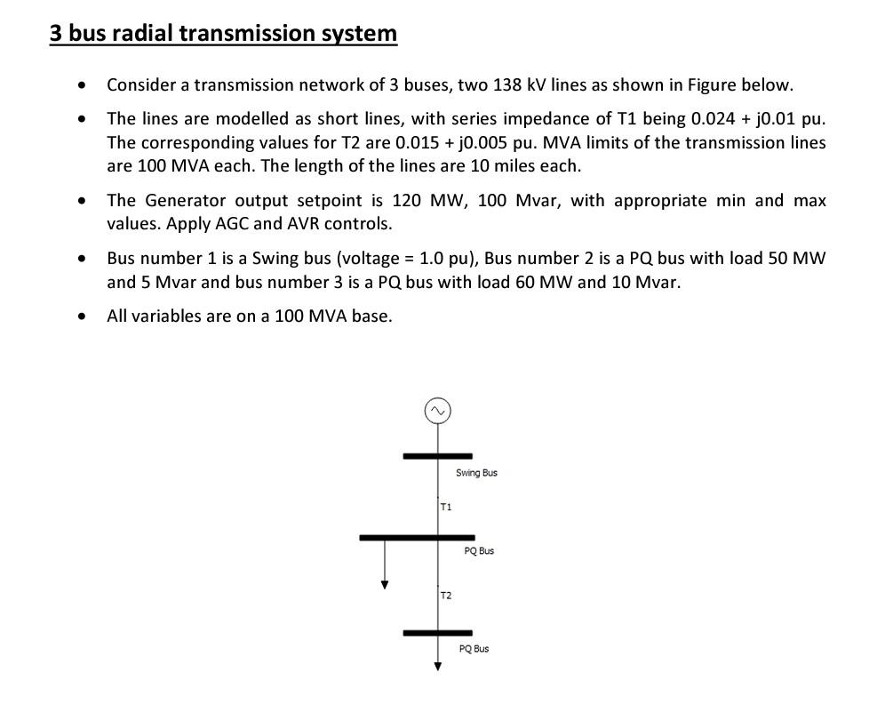 3 bus radial transmission system . Consider a | Chegg.com
