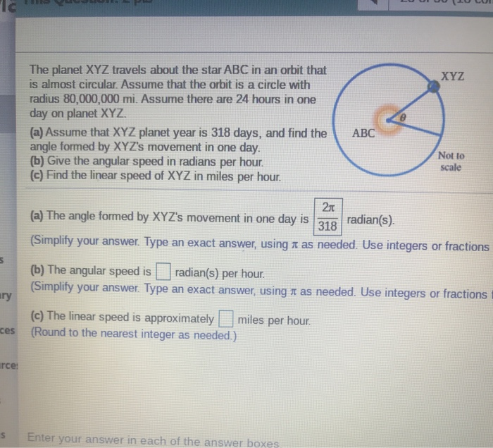 Solved XYZ The planet XYZ travels about the star ABC in an | Chegg.com
