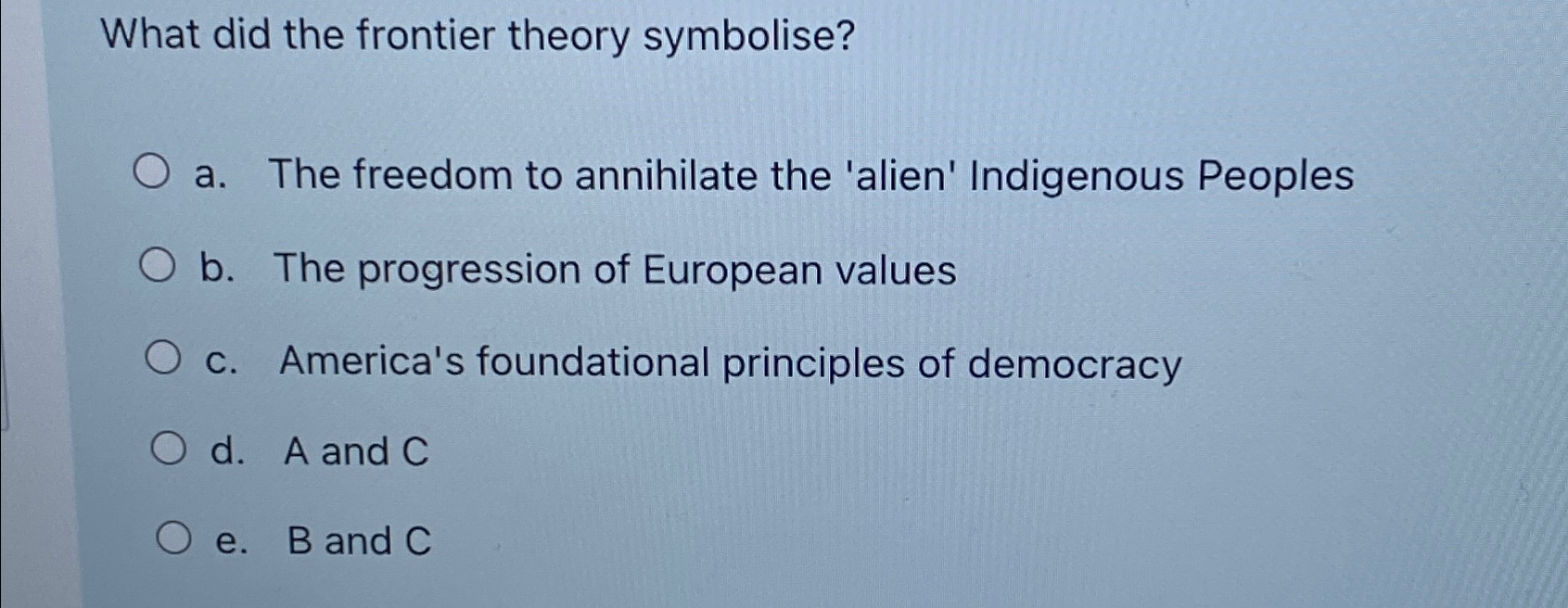 Solved What did the frontier theory symbolise?a. ﻿The | Chegg.com
