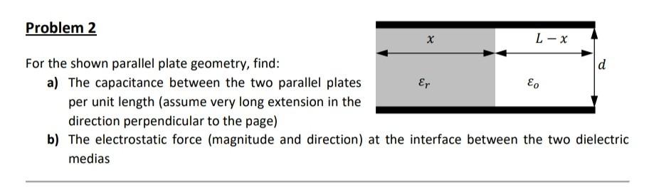 Solved Problem 2 For the shown parallel plate geometry, | Chegg.com