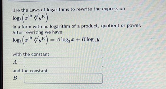 Solved Use the Laws of logarithms to rewrite the expression | Chegg.com