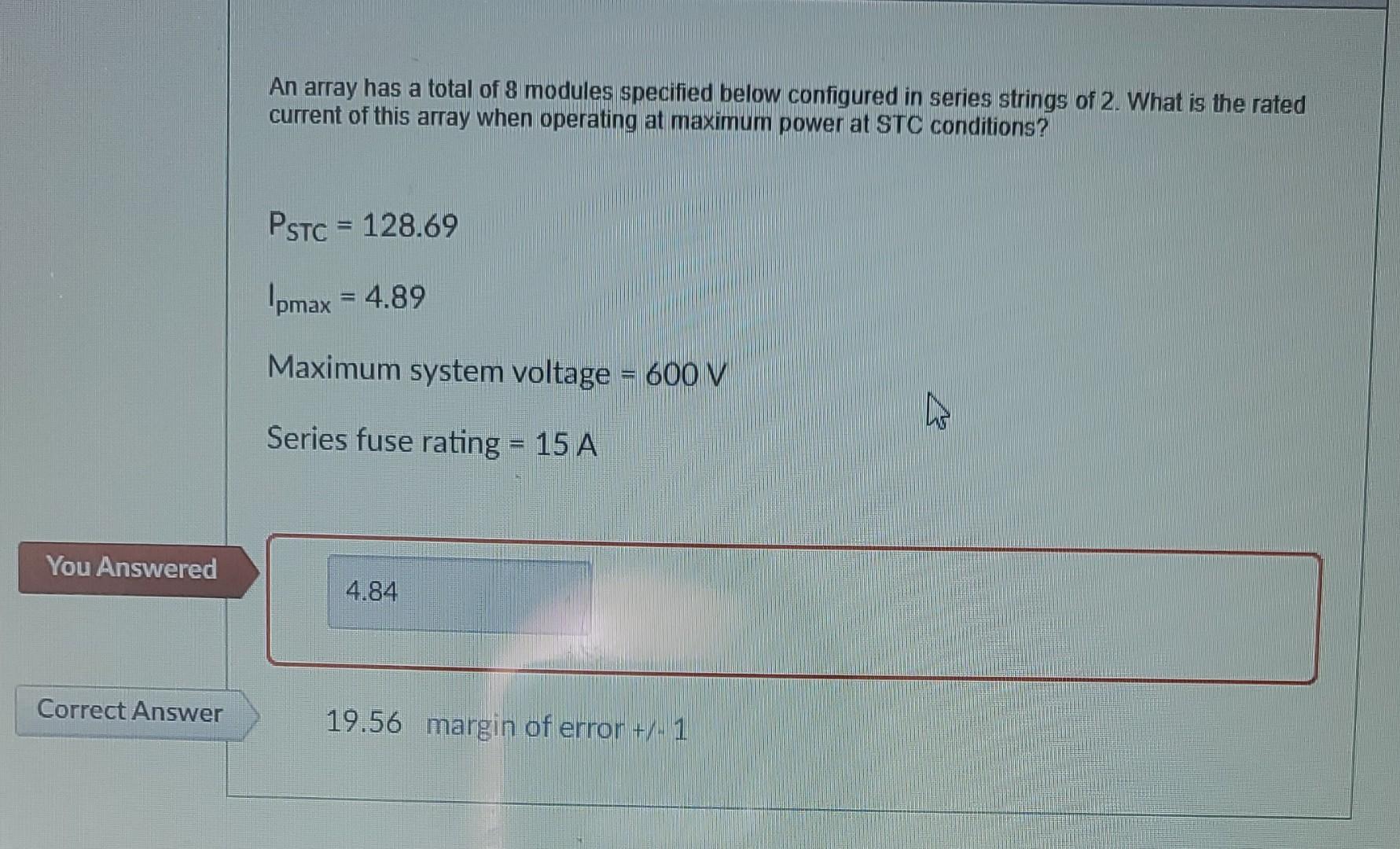 Solved An array has a total of 8 modules specified below | Chegg.com