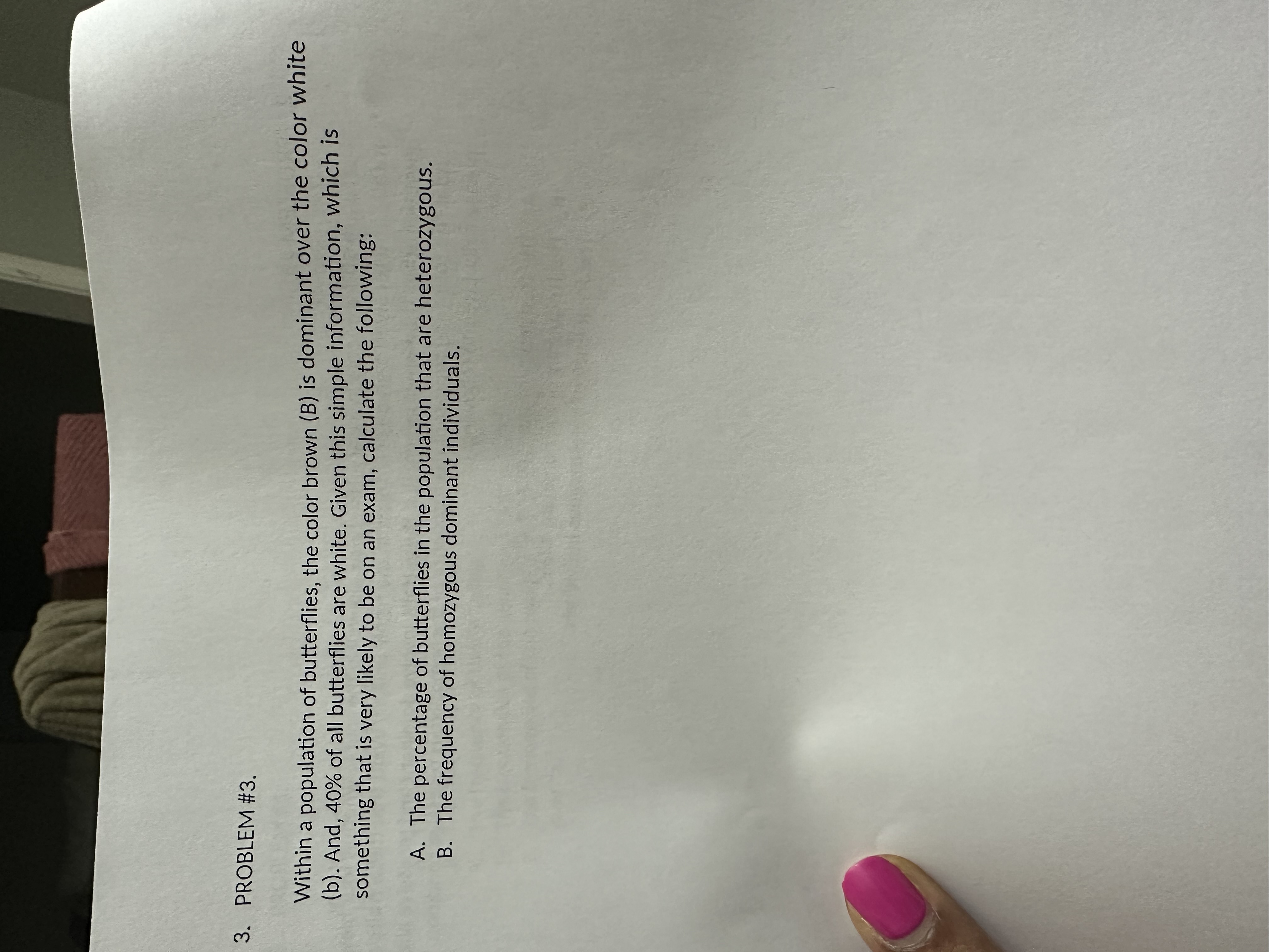 Solved PROBLEM#3.Within a population of butterflies, the | Chegg.com