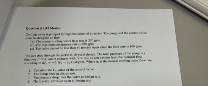 Solved Question (1) [15 Marks] Cooling water is pumped | Chegg.com
