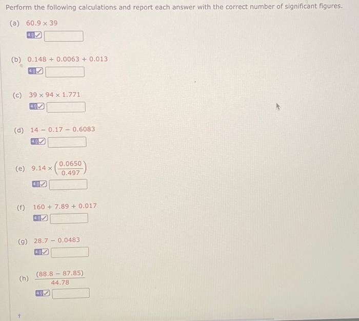 Solved Perform the following calculations and report each | Chegg.com