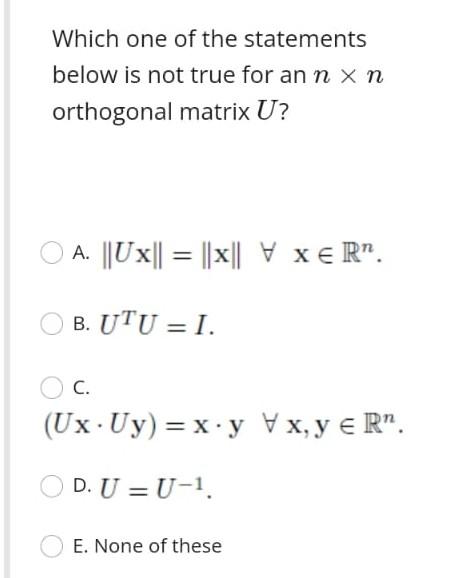 Solved Which one of the statements below is not true for an | Chegg.com