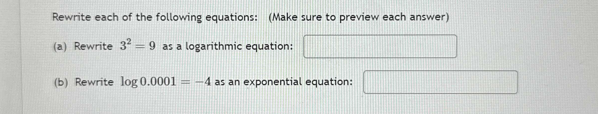 Solved Rewrite each of the following equations: (Make sure | Chegg.com