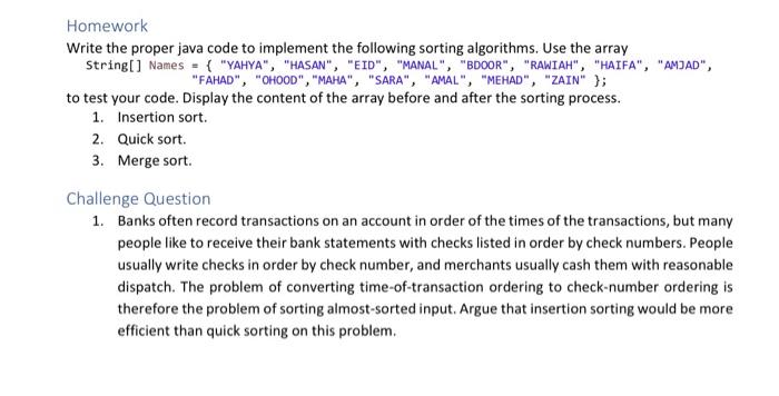 Solved i want the homework solution and challenge written so | Chegg.com