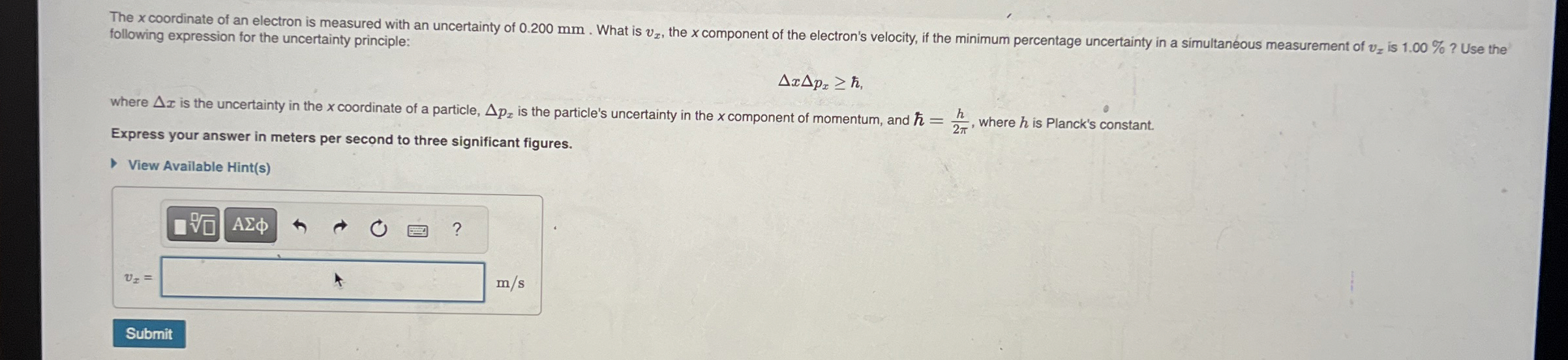 Solved following expression for the uncertainty | Chegg.com