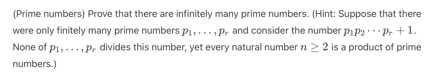 Solved (Prime numbers) ﻿Prove that there are infinitely many | Chegg.com