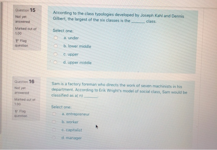 Solved Question 1 According to the typologies of class | Chegg.com