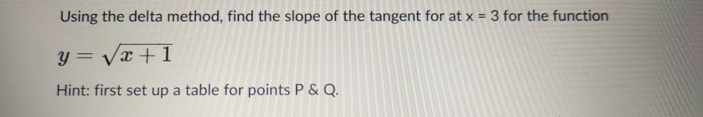 Solved Using the delta method, find the slope of the tangent | Chegg.com