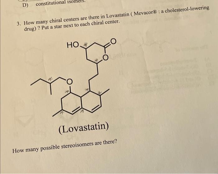 Solved 3. How many chiral centers are there in Lovastatin | Chegg.com