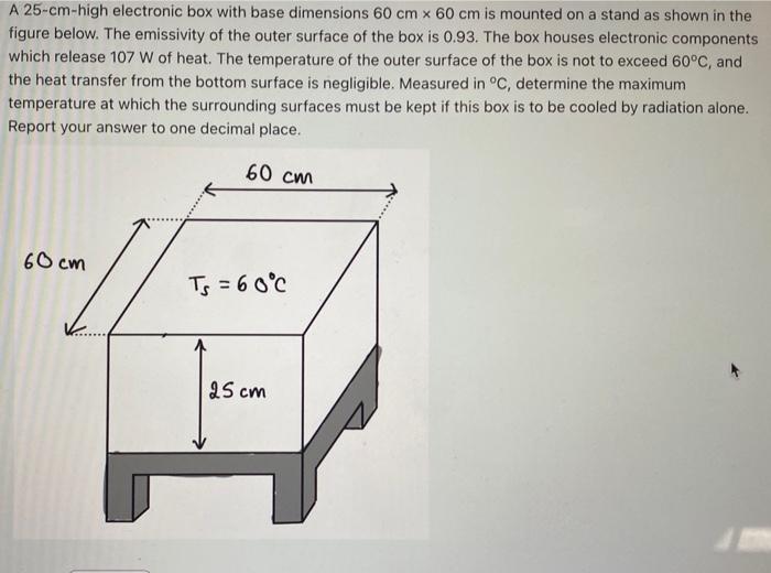 Solved A 25-cm-high electronic box with base dimensions 60 | Chegg.com