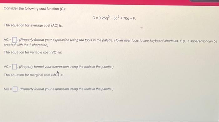 Solved Consider the following cost function (C): | Chegg.com