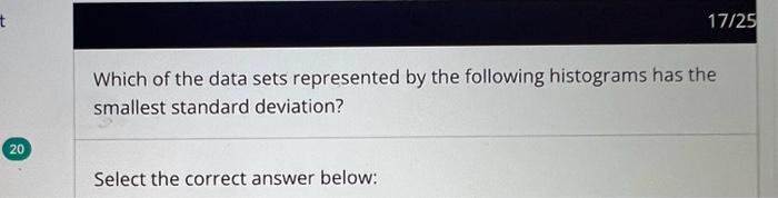 Solved Which of the data sets represented by the following | Chegg.com