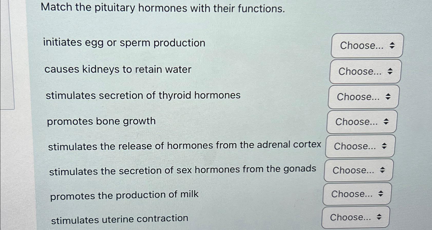 Solved Match the pituitary hormones with their | Chegg.com