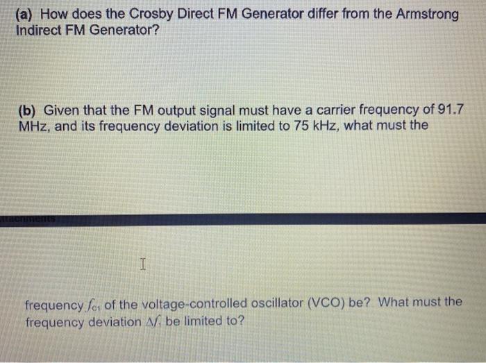 Solved Question 9 Crosby Direct FM Generation (10 points) | Chegg.com