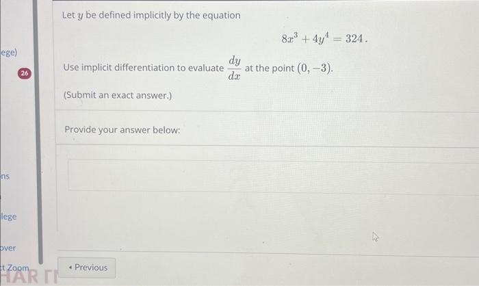 Solved Let y be defined implicitly by the equation | Chegg.com