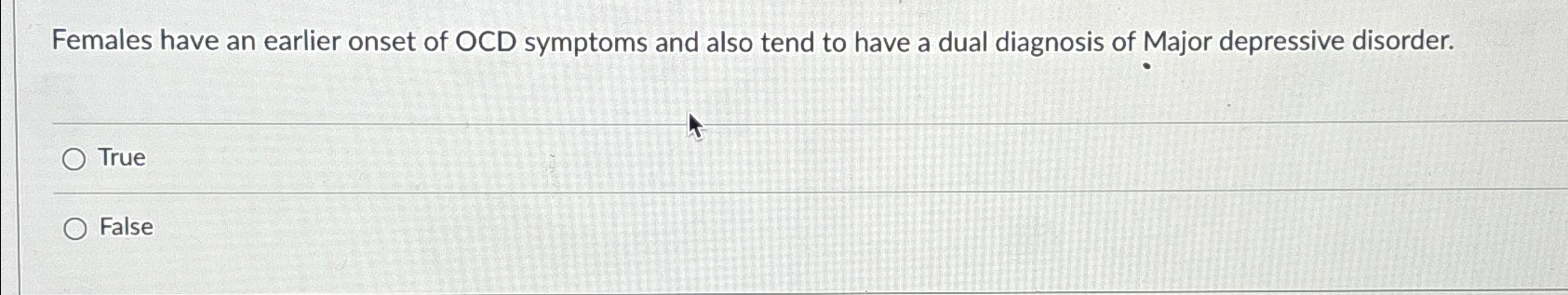 Solved Females have an earlier onset of OCD symptoms and | Chegg.com