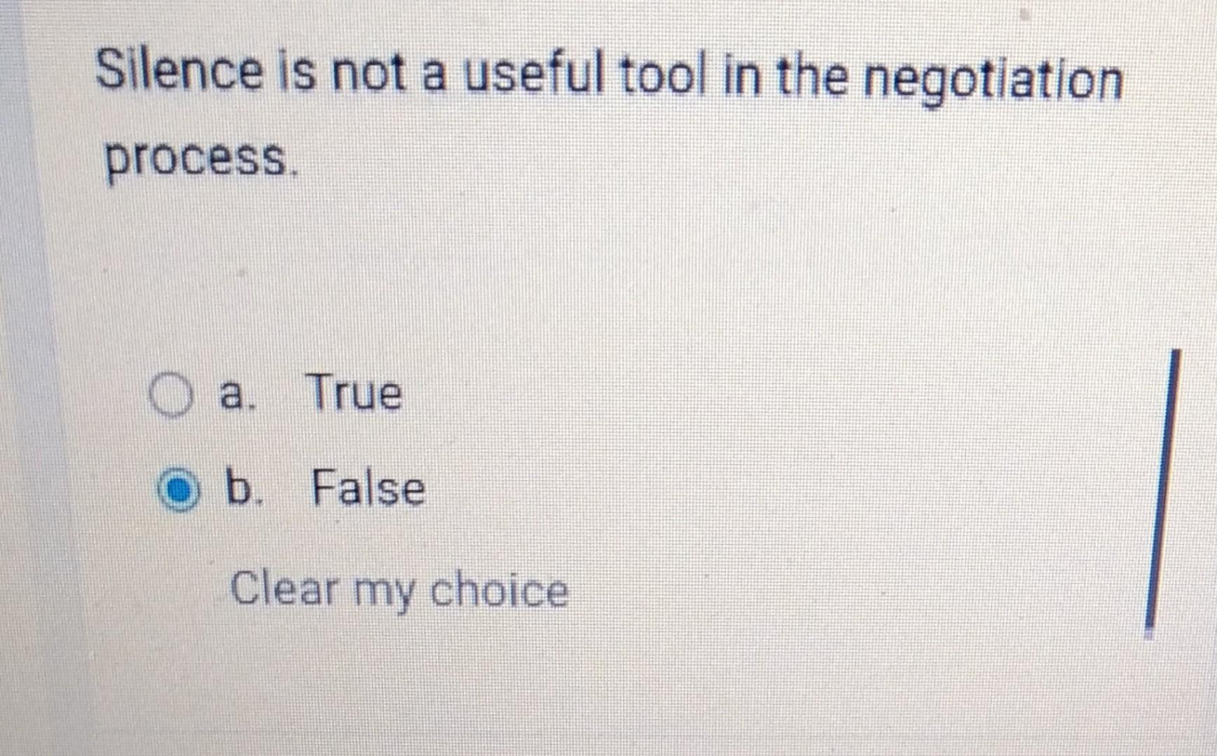 Silence is not a useful tool in the negotiation | Chegg.com