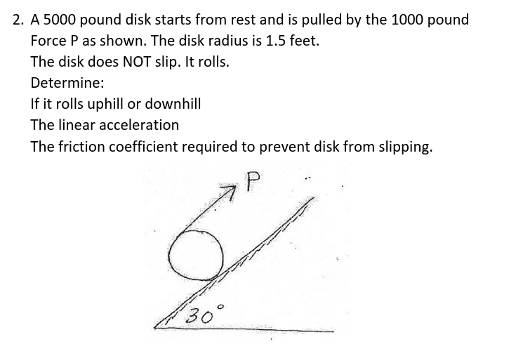 Solved A 5000 ﻿pound disk starts from rest and is pulled by | Chegg.com