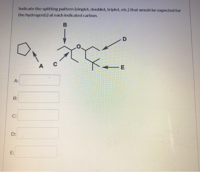 Solved Indicate the splitting pattern (singlet, doublet, | Chegg.com