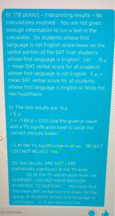 Solved interpreting result no calculation involved. you are | Chegg.com