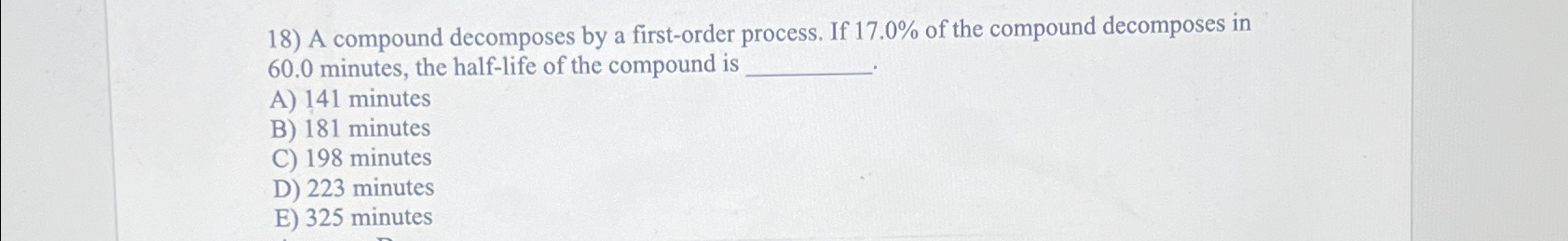 Solved A compound decomposes by a first-order process. If | Chegg.com