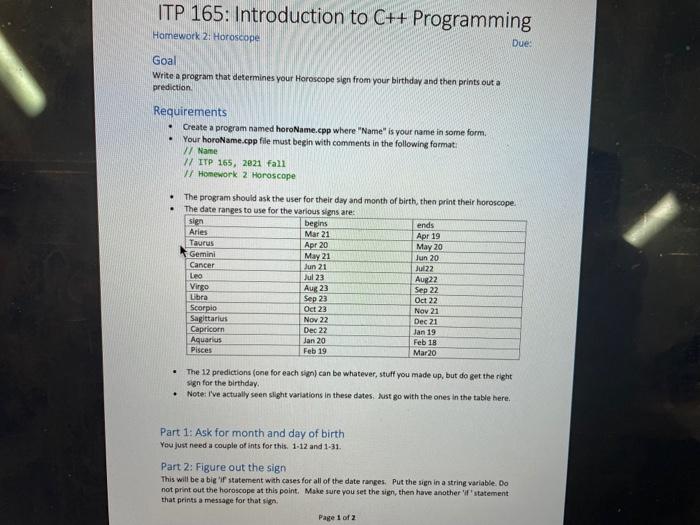 Solved Itp 165 Introduction To C Programming Homework 2 1085