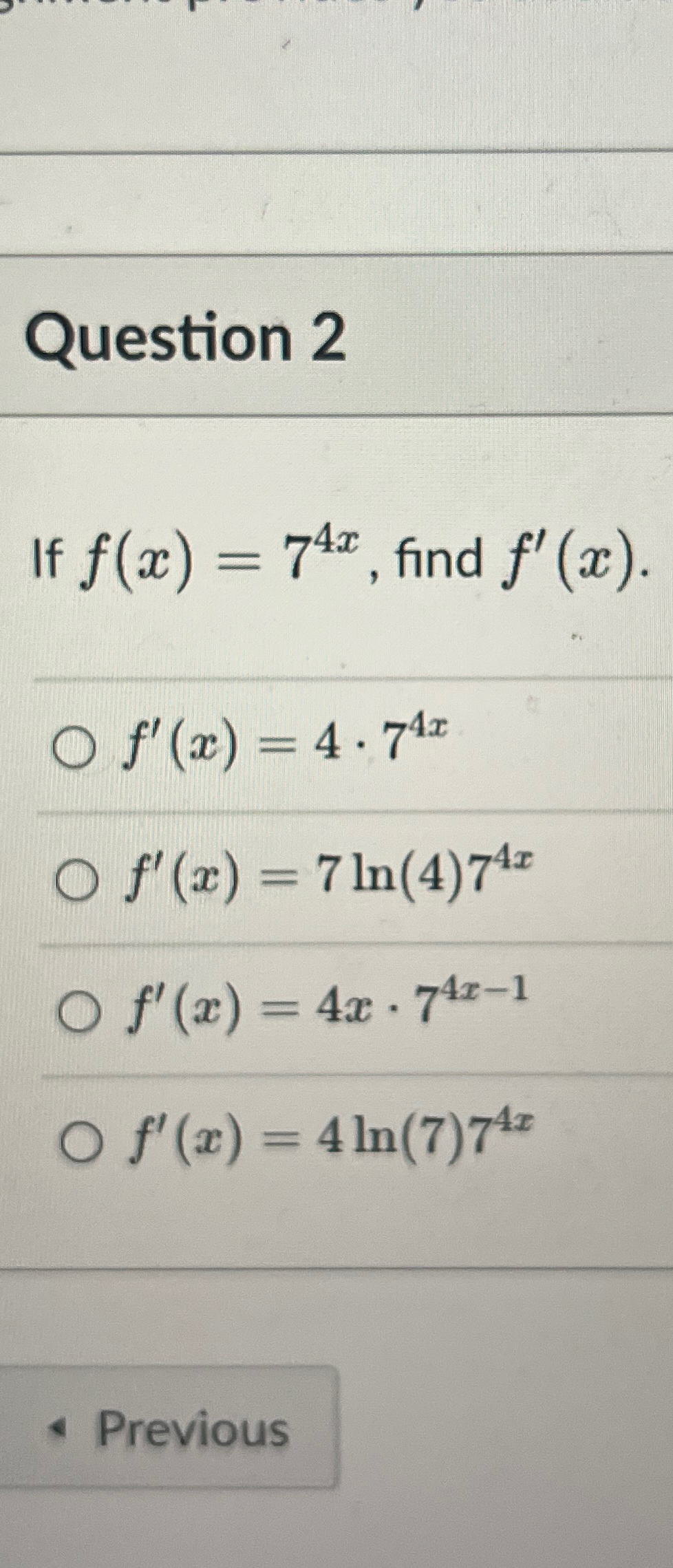 Solved Question 2If f(x)=74x, ﻿find | Chegg.com