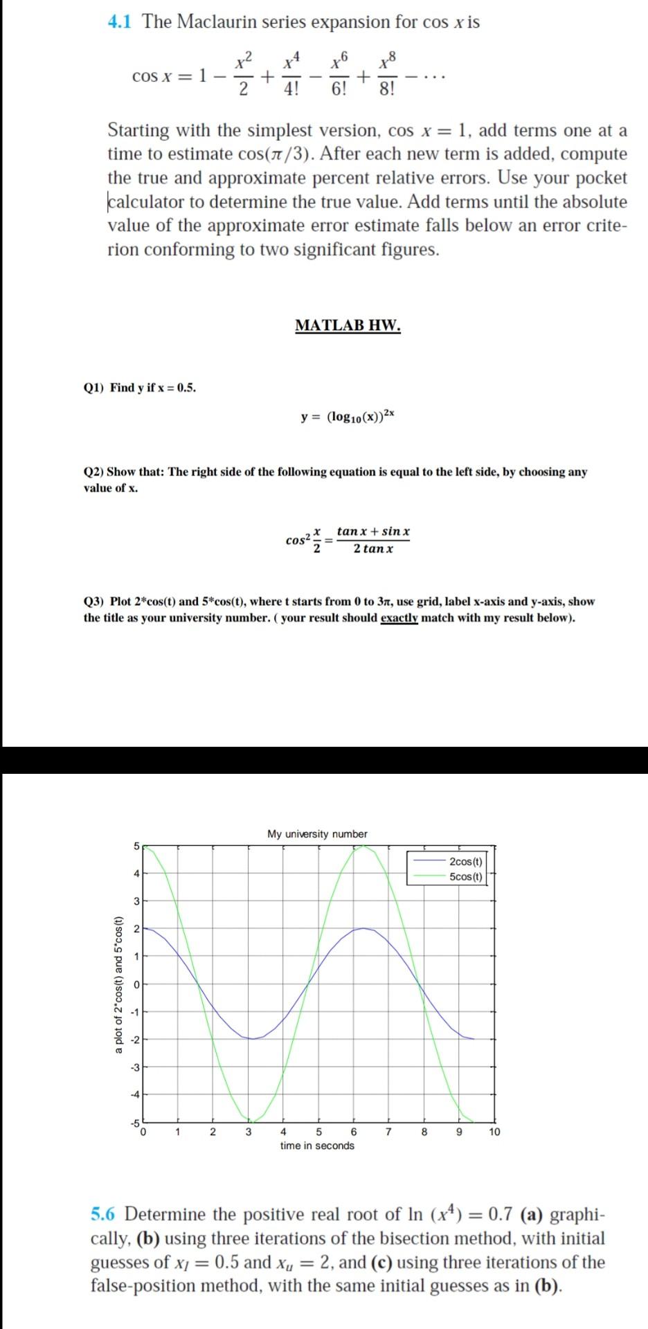 Solved 4.1 The Maclaurin series expansion for cos x is COS X | Chegg.com