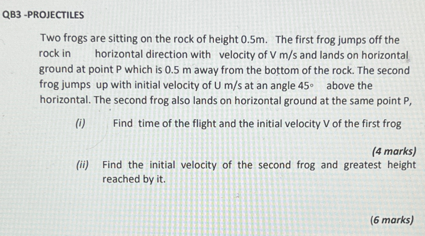 Solved QB3 -PROJECTILESTwo frogs are sitting on the rock of | Chegg.com