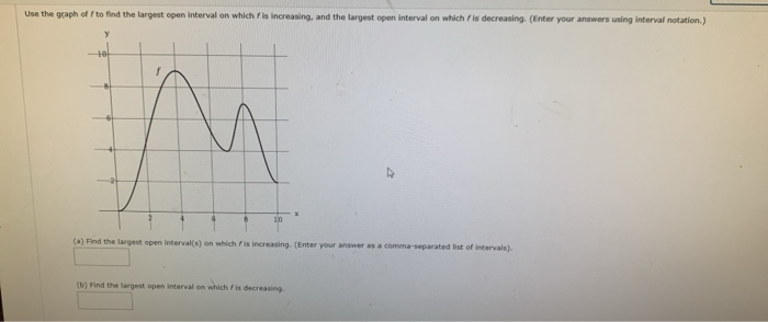 Solved Use the graph off to find the largest open interval | Chegg.com